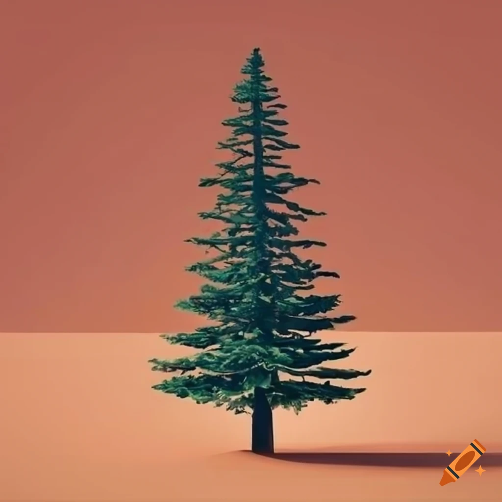Spruce tree in the desert with minimalist design on Craiyon