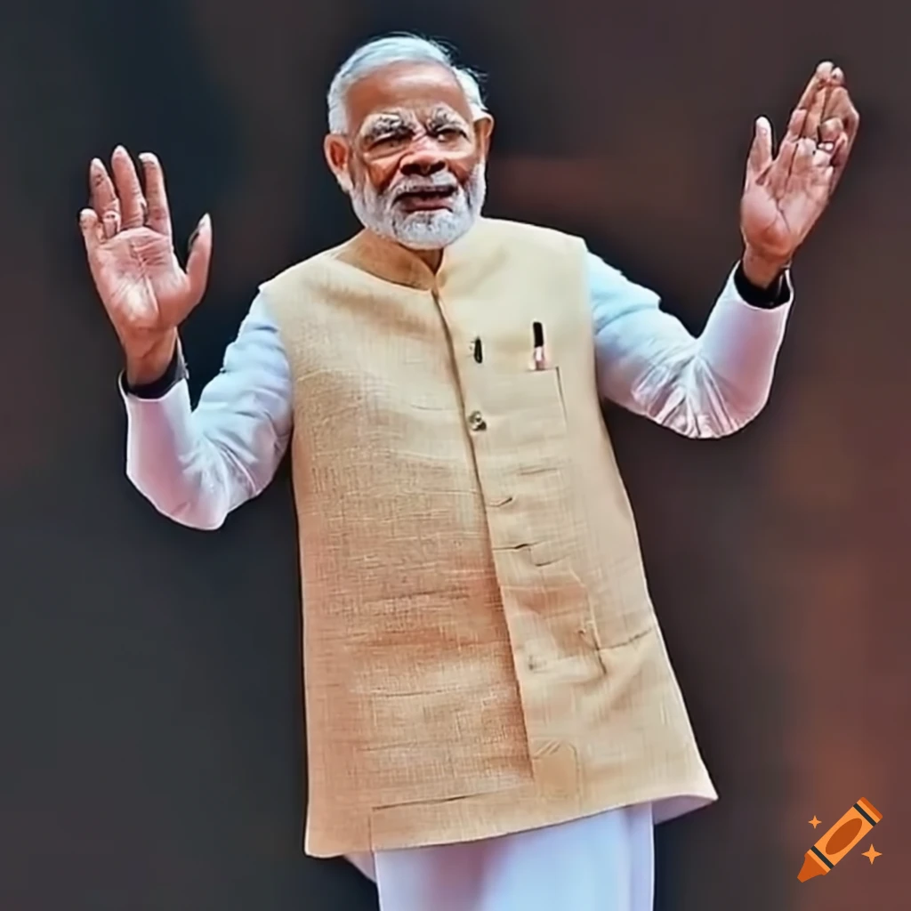 Prime Minister Narendra Modi holding threads in the air on Craiyon