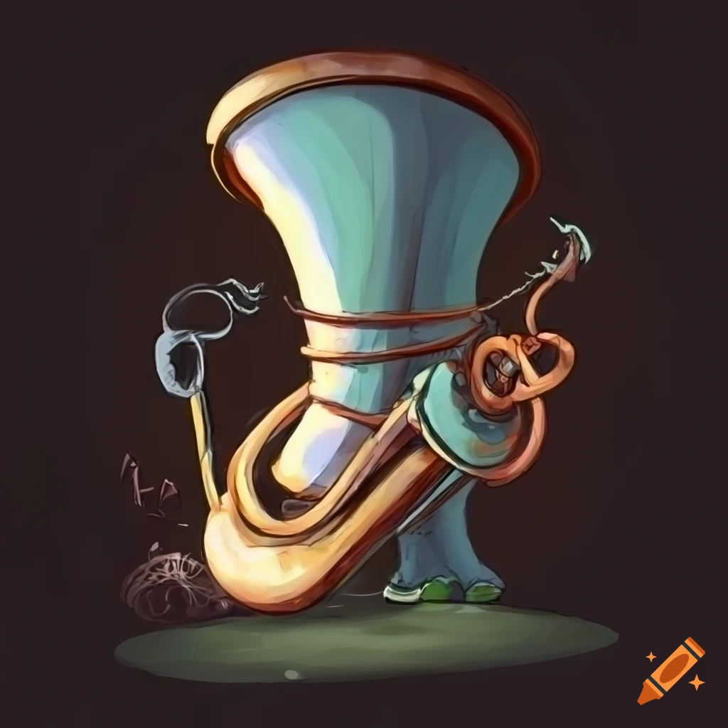 Drawing of anthropomorphic tubas on Craiyon