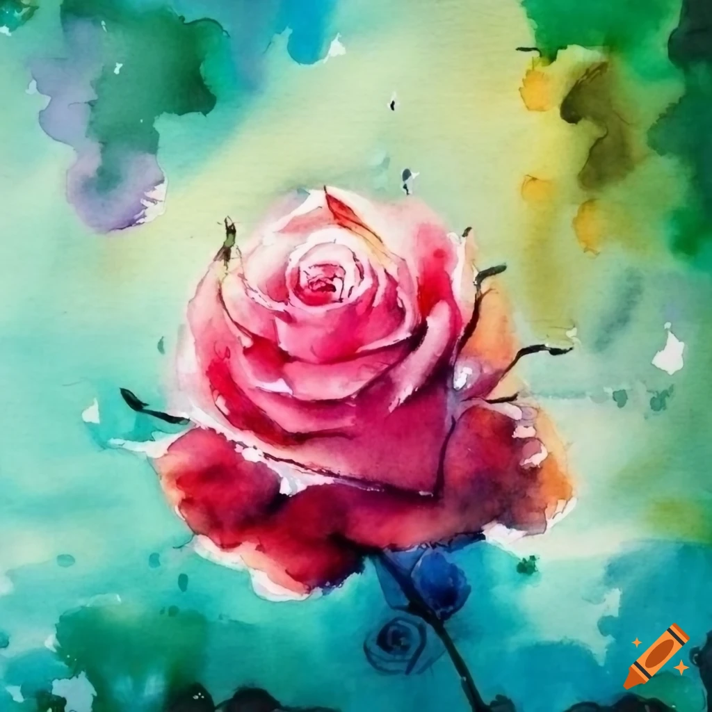 Roses floating in a pond in a watercolor painting on Craiyon