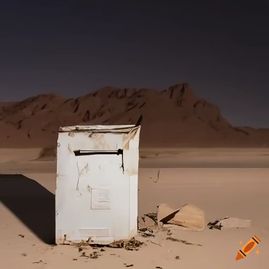Abandoned voting ballot box in the desert on Craiyon