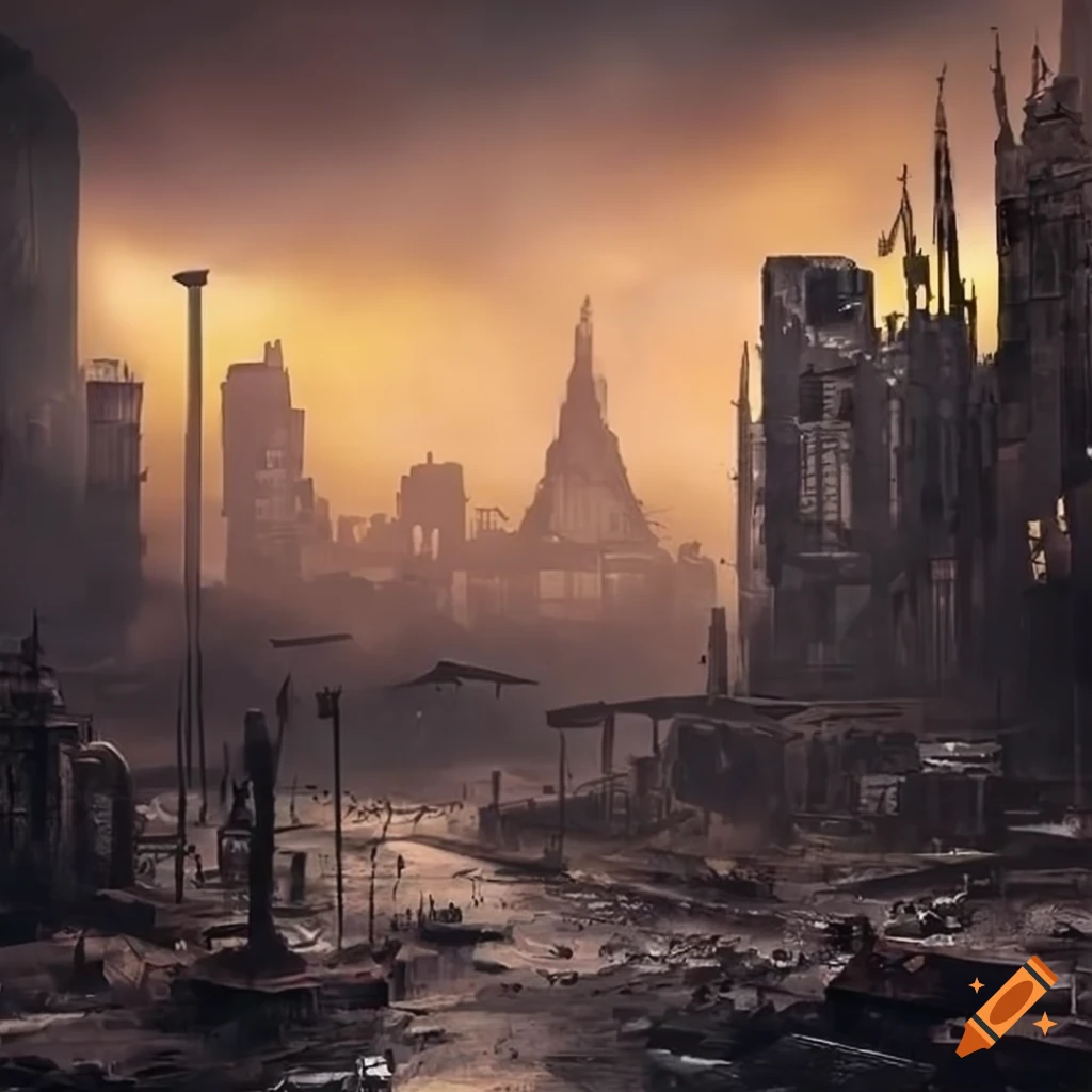 Post-apocalyptic cityscape on Craiyon