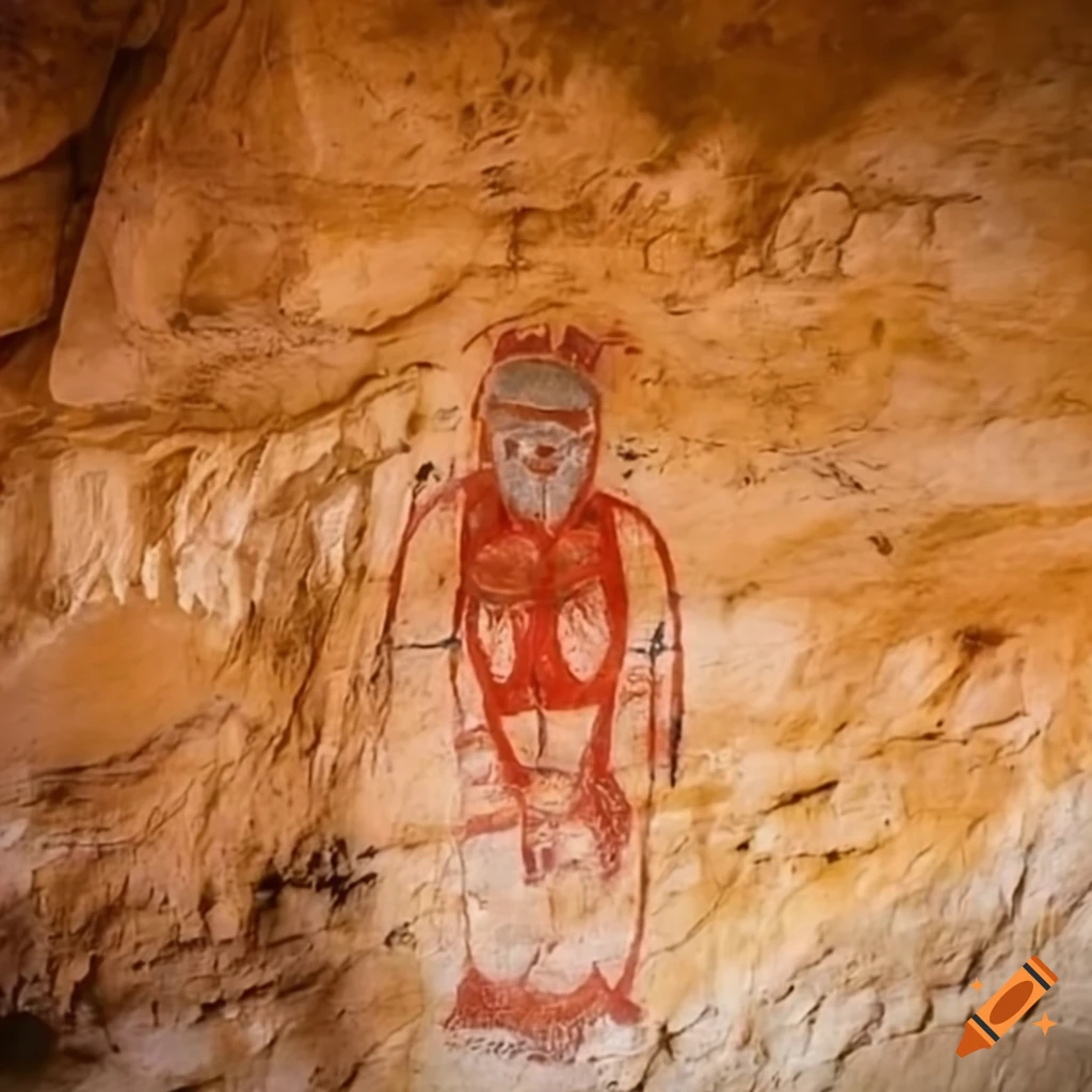 Native cave wall painting on Craiyon
