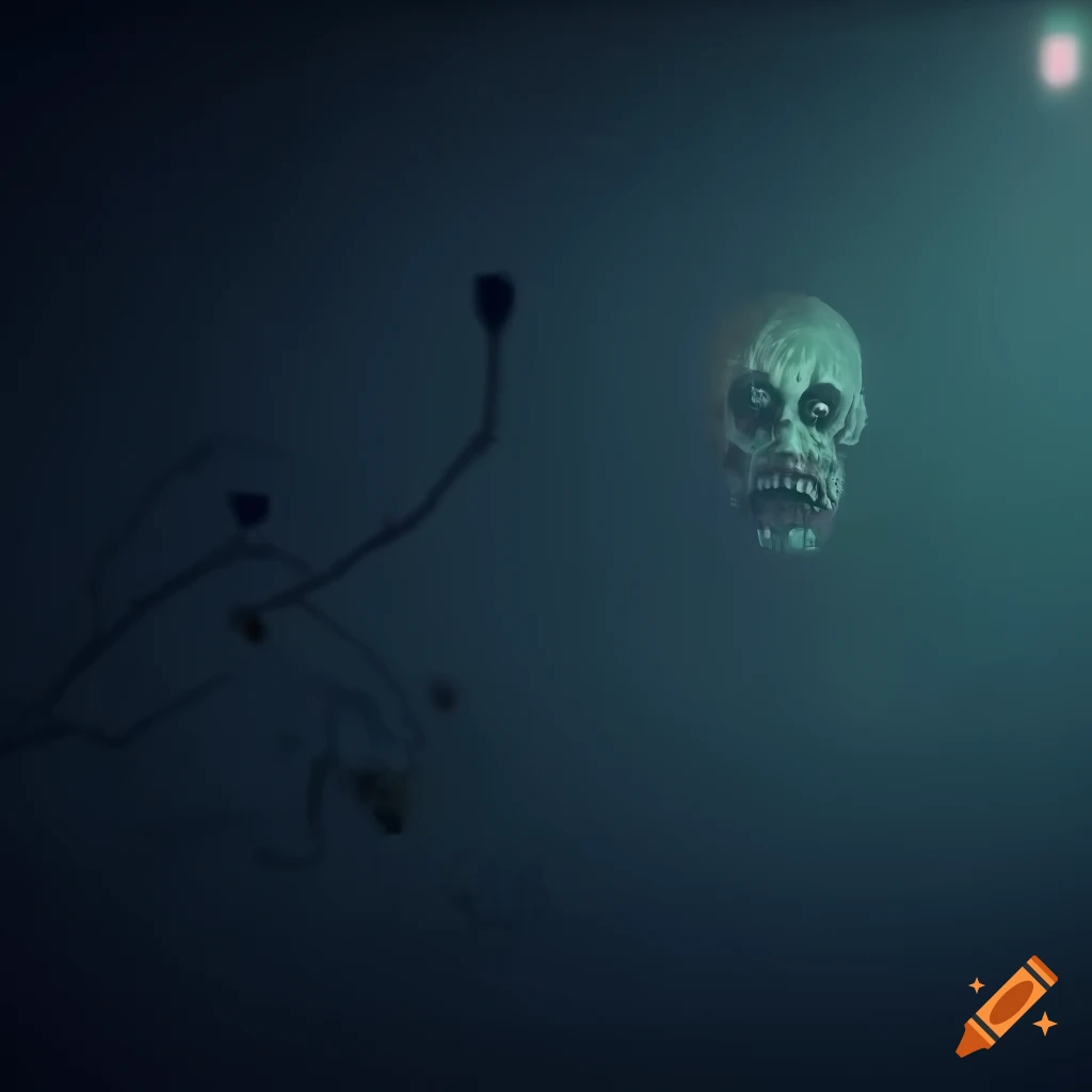 Dark and tall bizarre entity with angst face in a horror setting on Craiyon