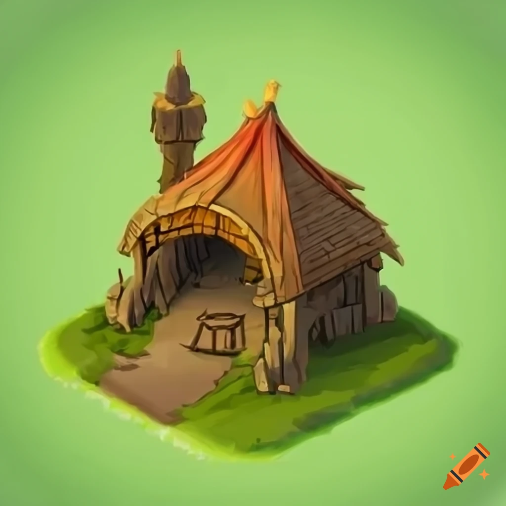Isometric fantasy hut on Craiyon