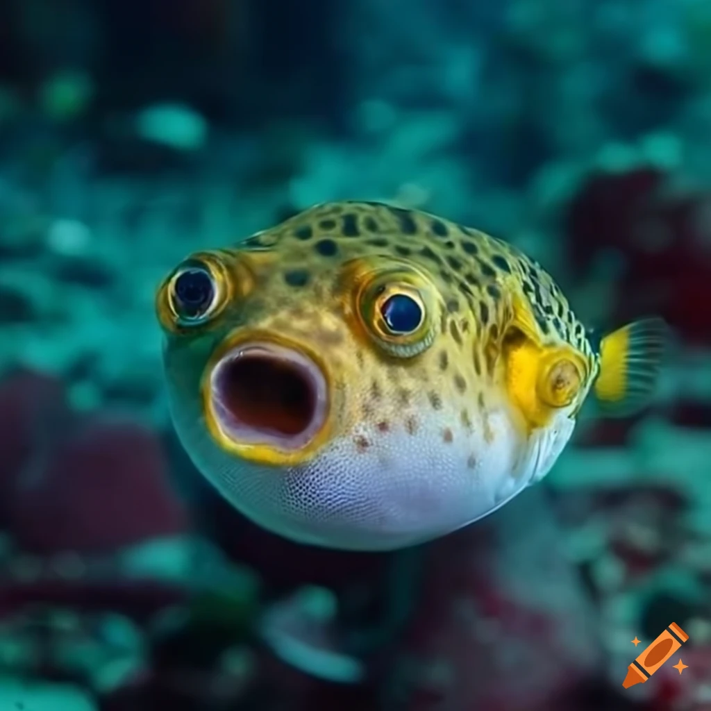 Impressive vibrant detailed puffer fish on Craiyon