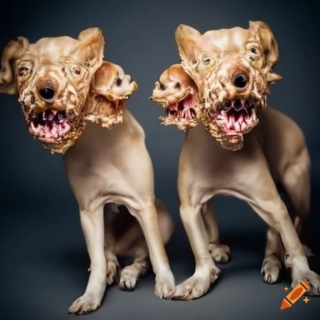 Two-headed dog with crab body on Craiyon