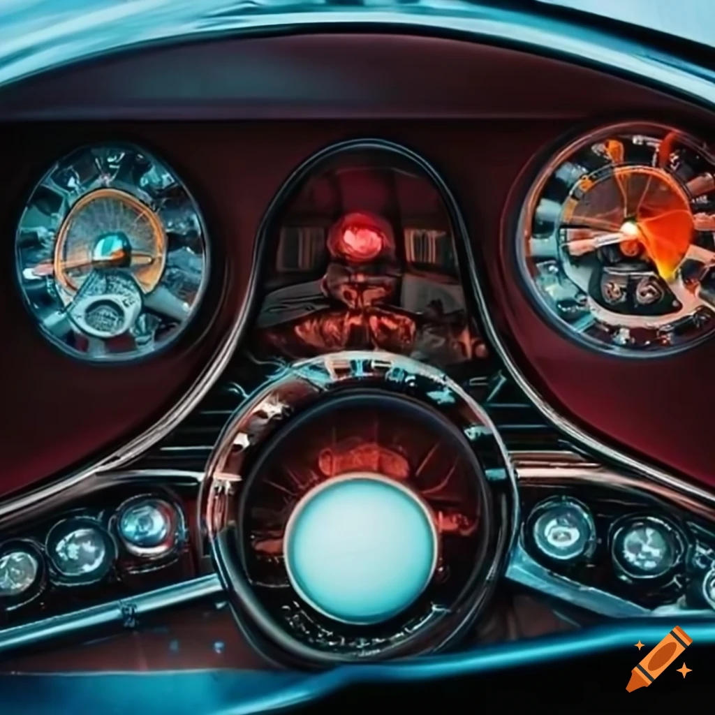 Dashboard of an atomic car on Craiyon