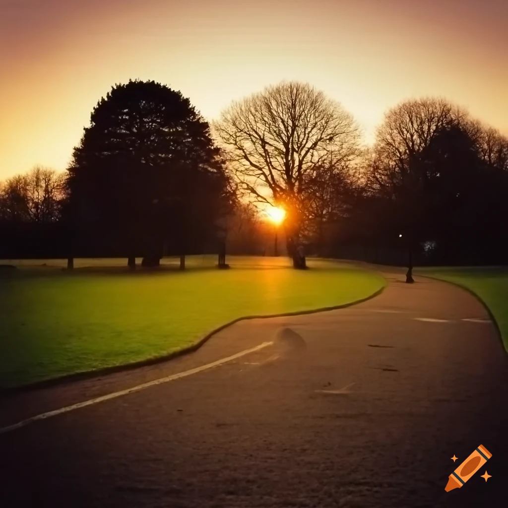 Knighton park in leicester, england at sunset on Craiyon