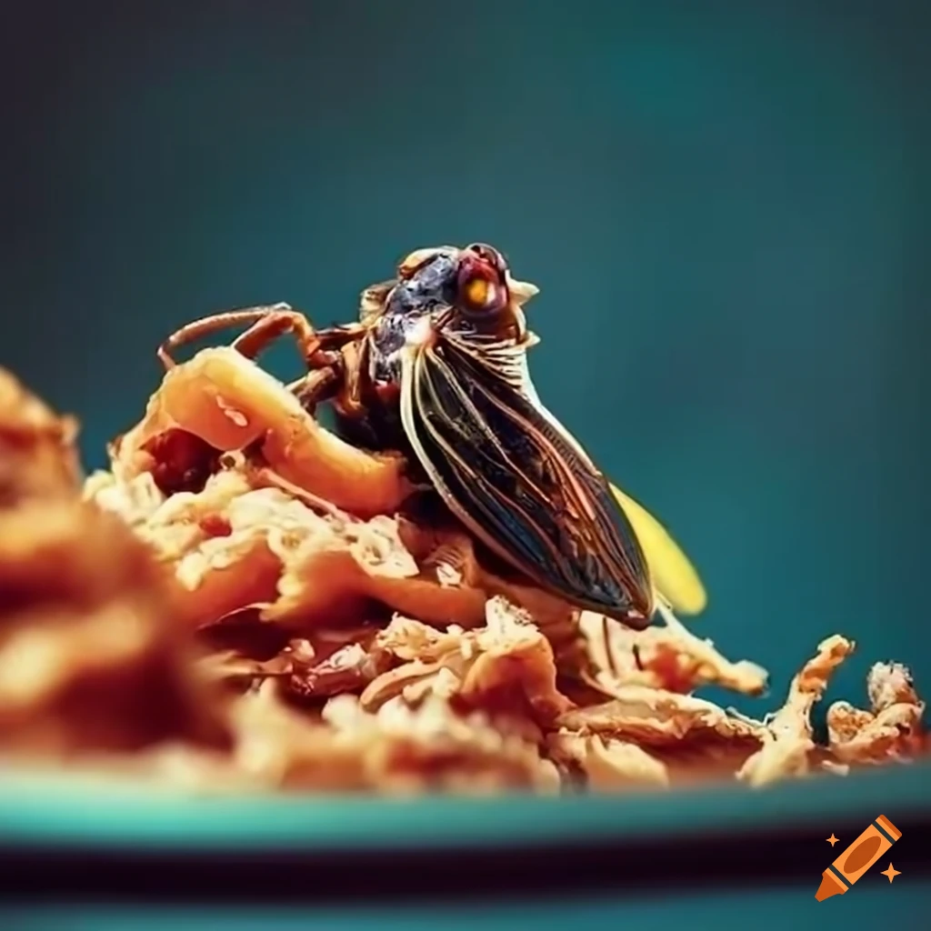 Tray filled with tasty cicada delicacies showing intricate cooking ...