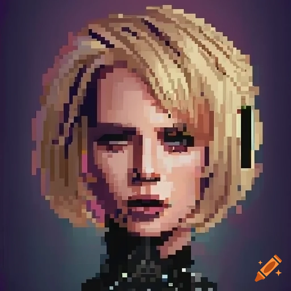 Pixel art portrait of a latina android cyborg woman on a cyberpunk ...