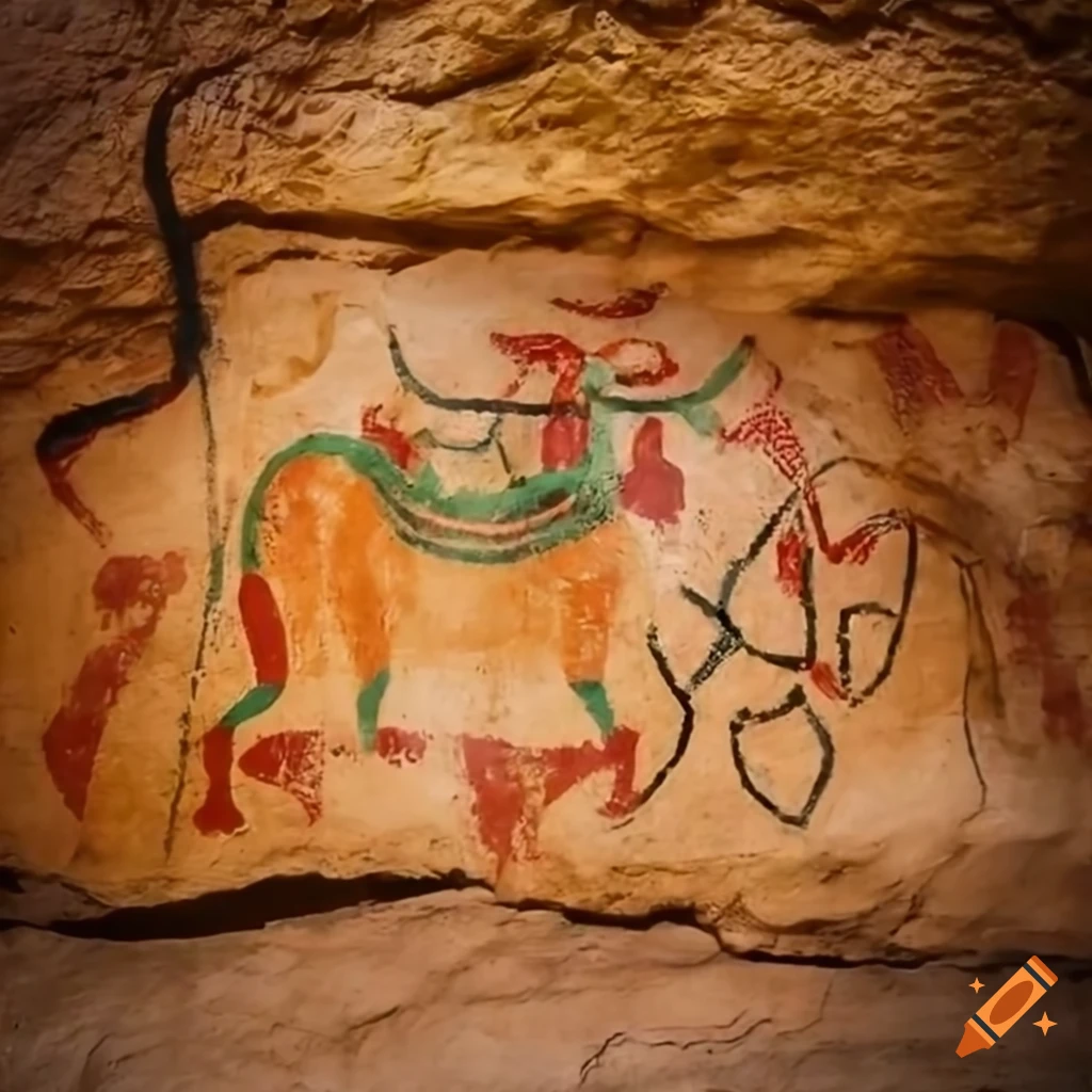 Native cave wall painting on Craiyon