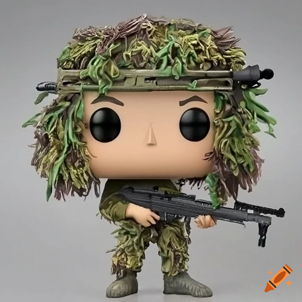 Saraya al-quds ghillie sniper funko pop figurine on Craiyon