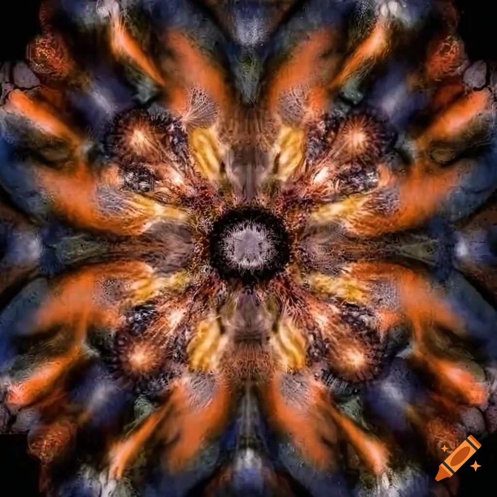 Macro image of spherical seed heads with concentric circles and radial ...