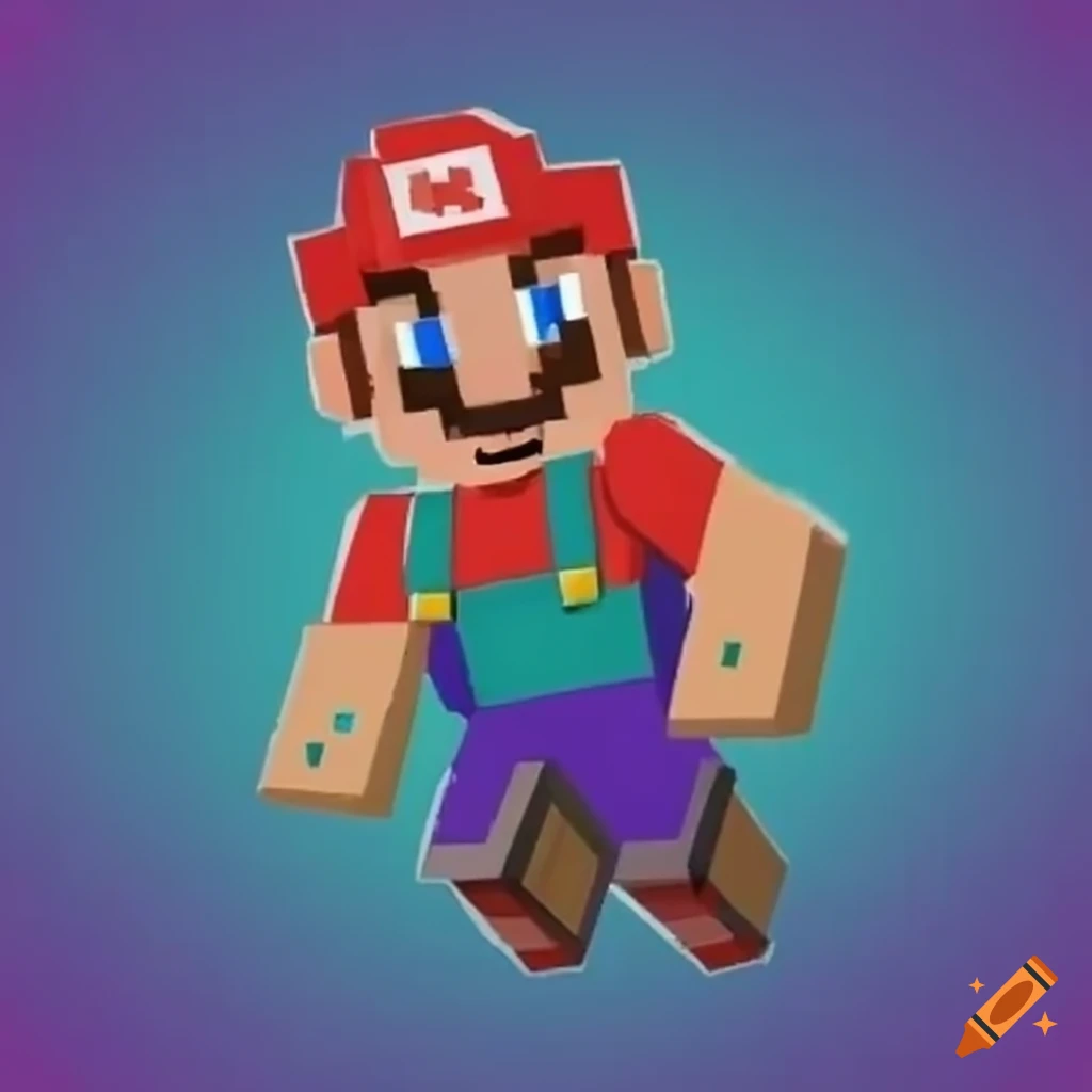 Crossover between mario, luigi, steve, and alex from minecraft on Craiyon