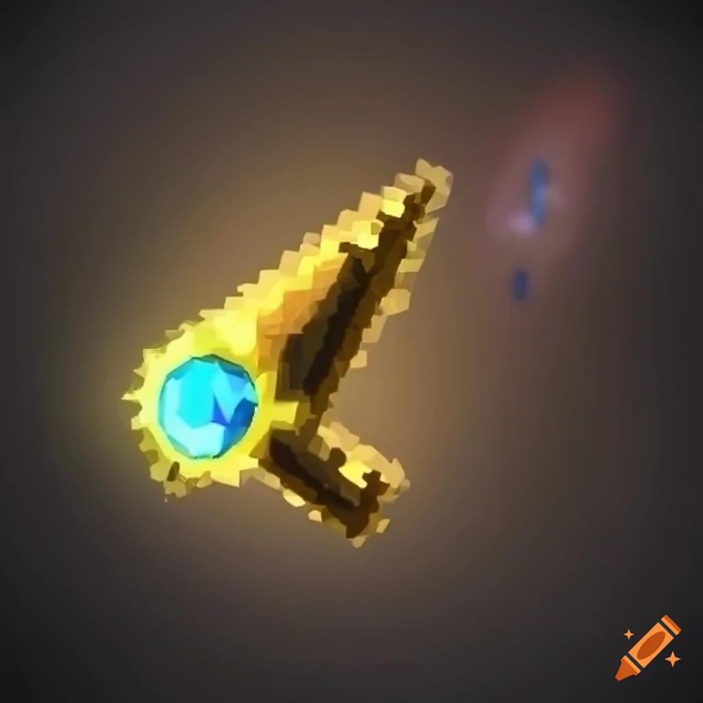 Legendary golden cursor with blue or green gem in StarCraft style on ...