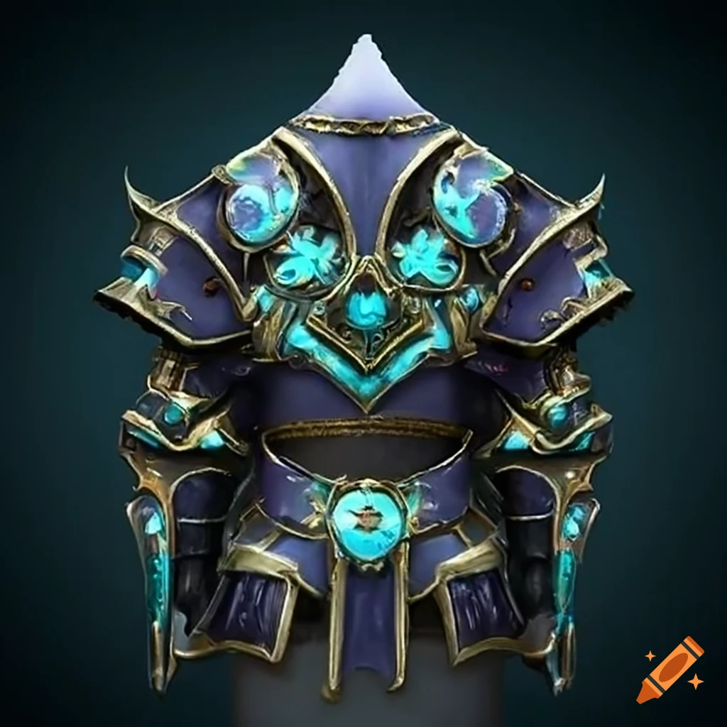 Front view of adorned magic armor on Craiyon