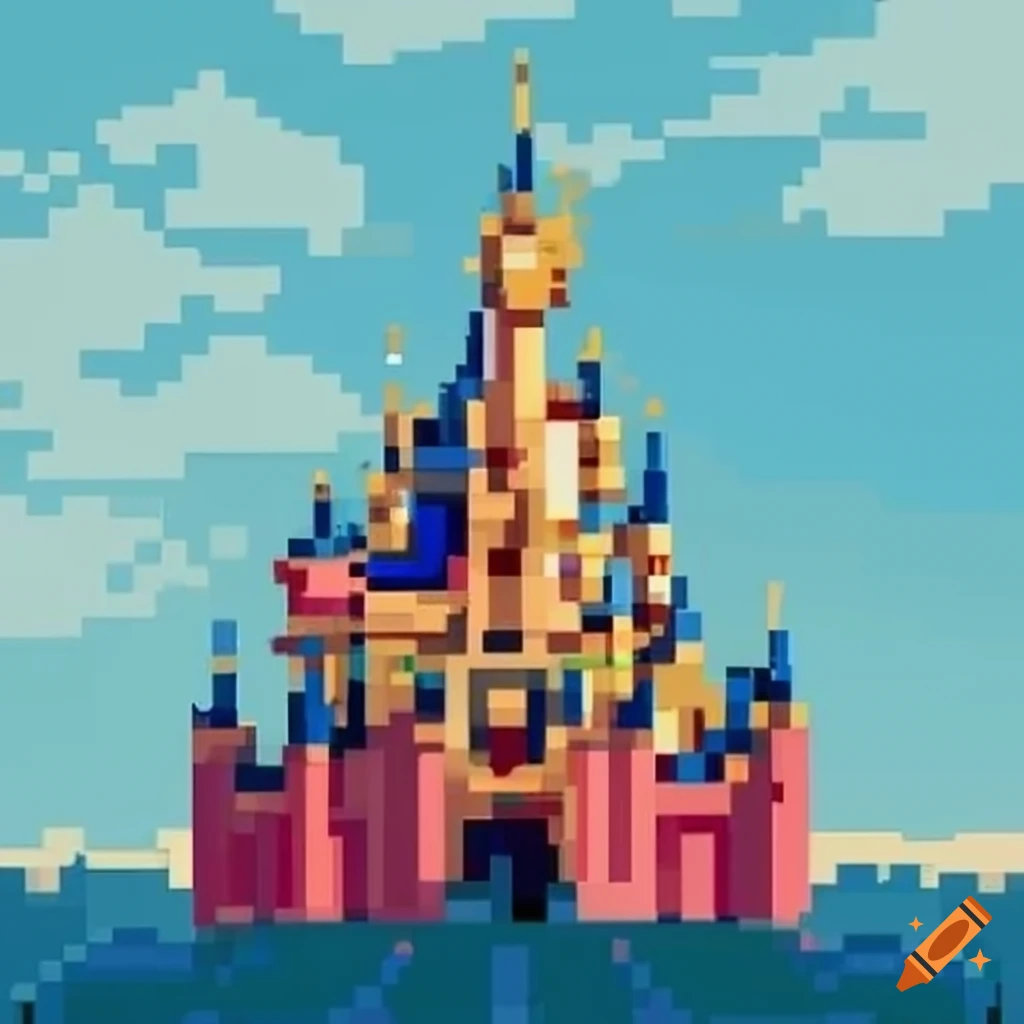 Disneyland pixel art on Craiyon