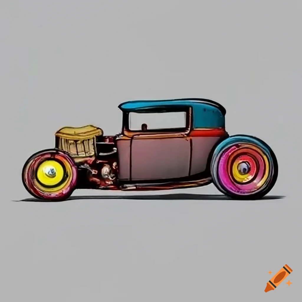 Side view of ford model a rat rod car on Craiyon