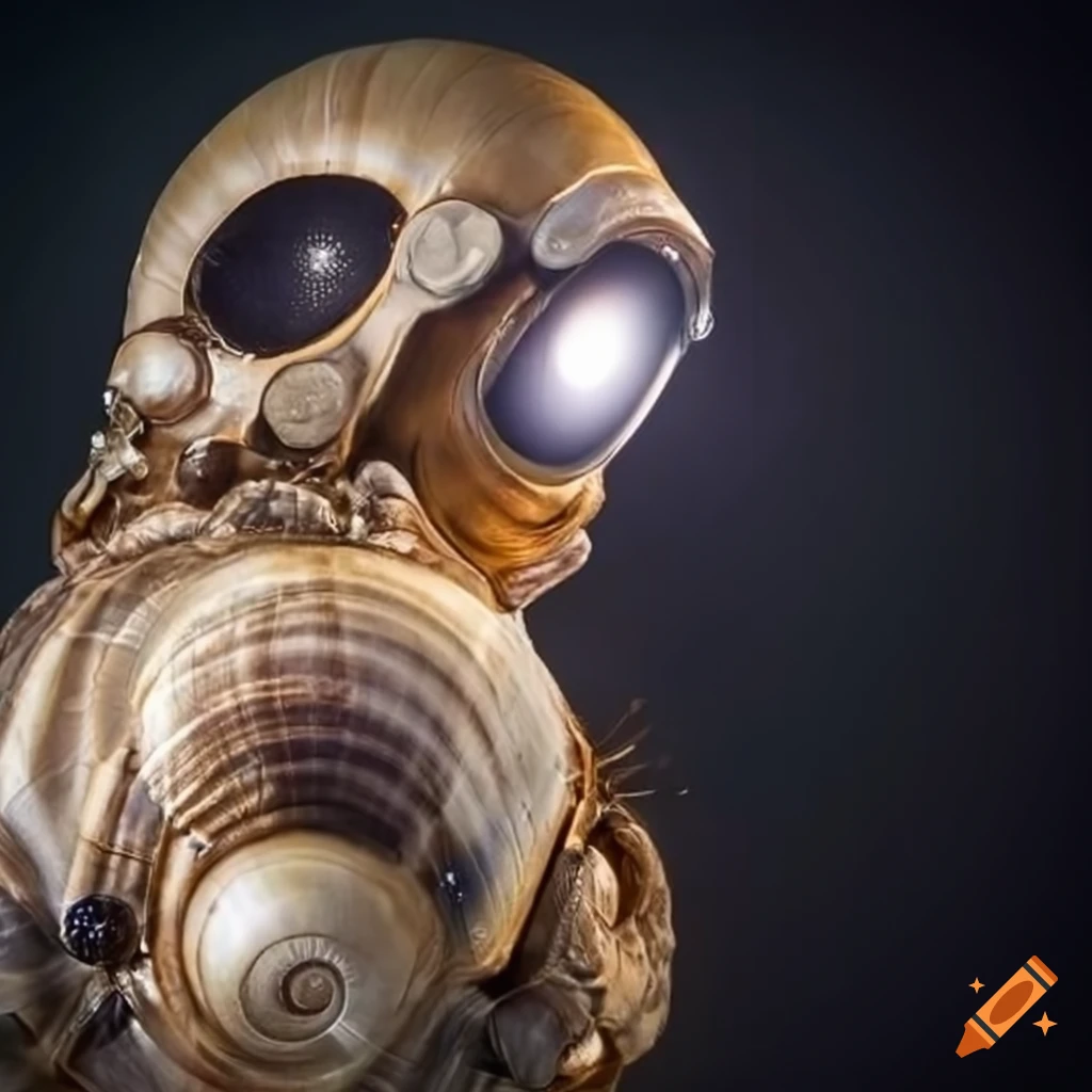 Futuristic astronaut in a snail-shell-inspired suit on Craiyon