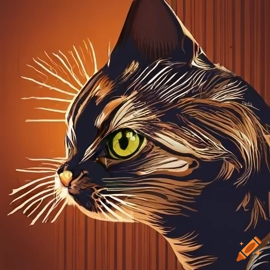 Retro-style wallpaper with tortoiseshell cat patterns on Craiyon