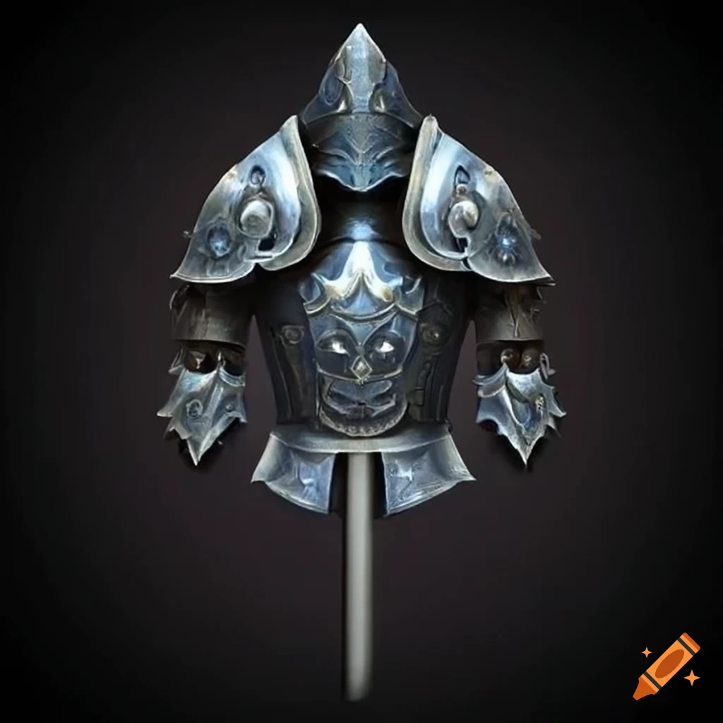 Front view of intricately adorned magic armor on Craiyon