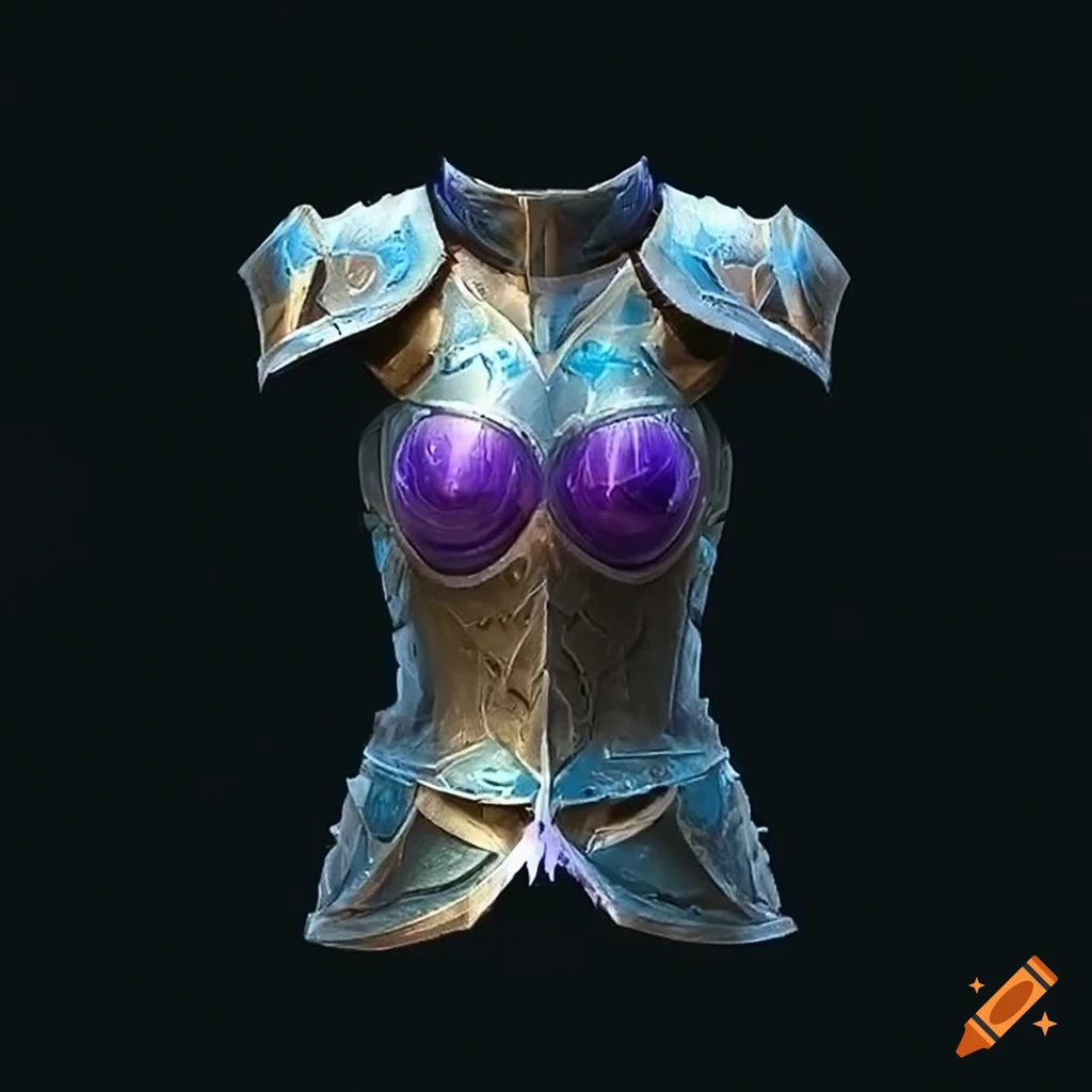 Front view of adorned magic armor on Craiyon