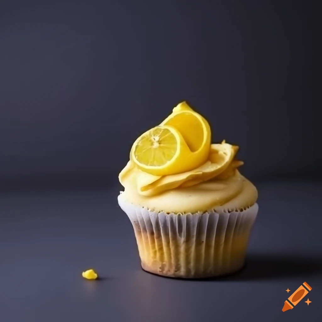 Lemon cupcake on a black background on Craiyon