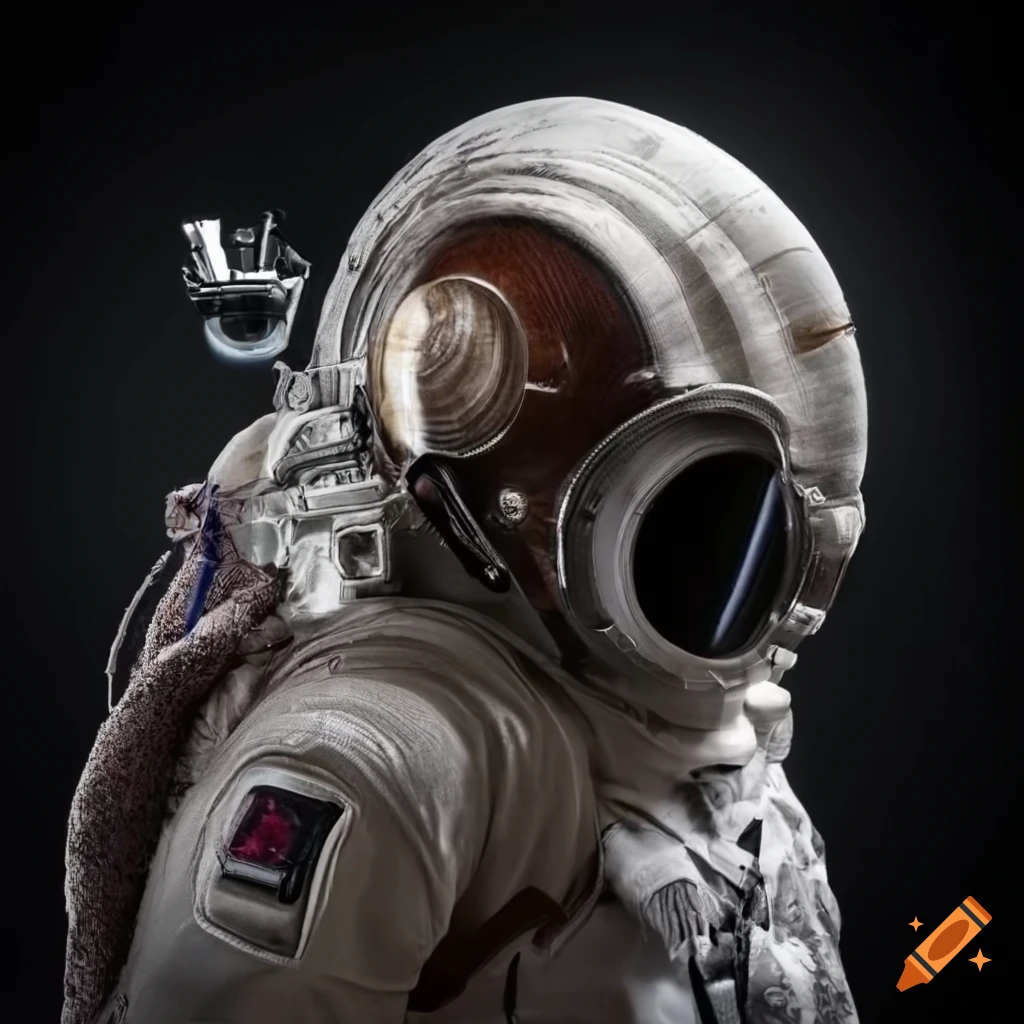 Futuristic astronaut in a snail-shell-inspired suit on Craiyon