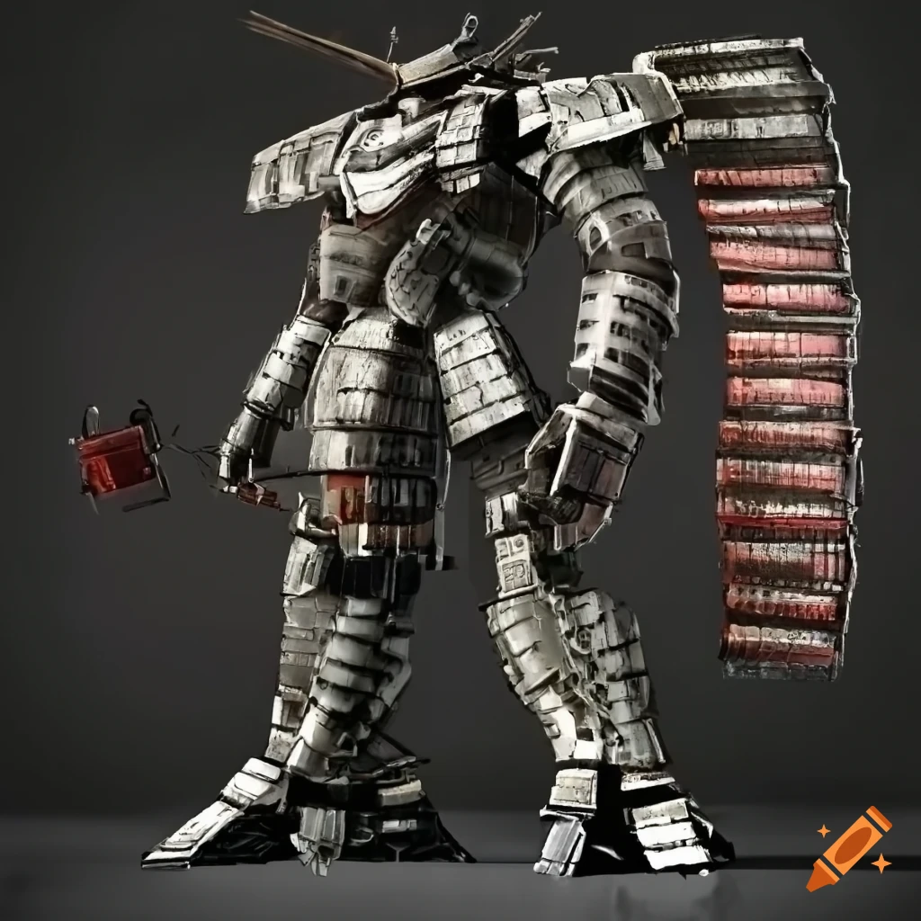 Armored core in samurai armor structure on Craiyon