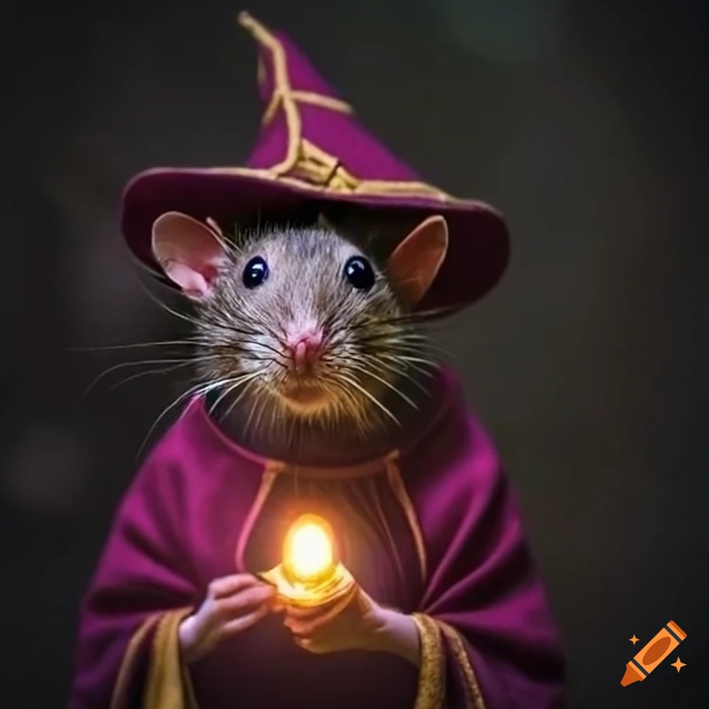 Rat dressed as a mage on Craiyon