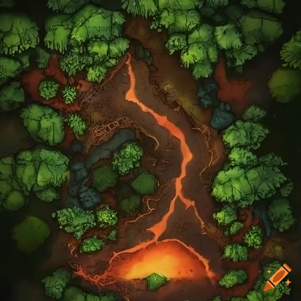Dungeons and dragons battlemap of tropical forest fleeing from a ...