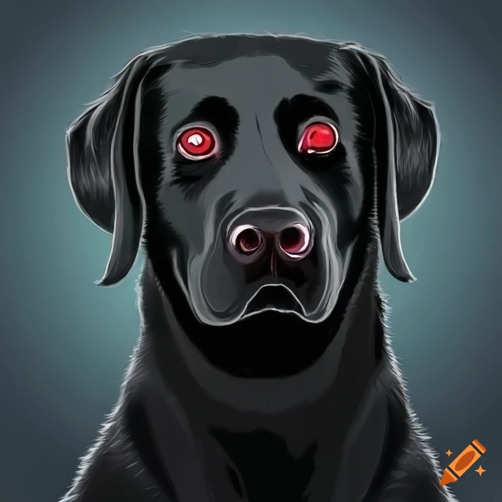 Black labrador retriever with piercing red eyes on Craiyon