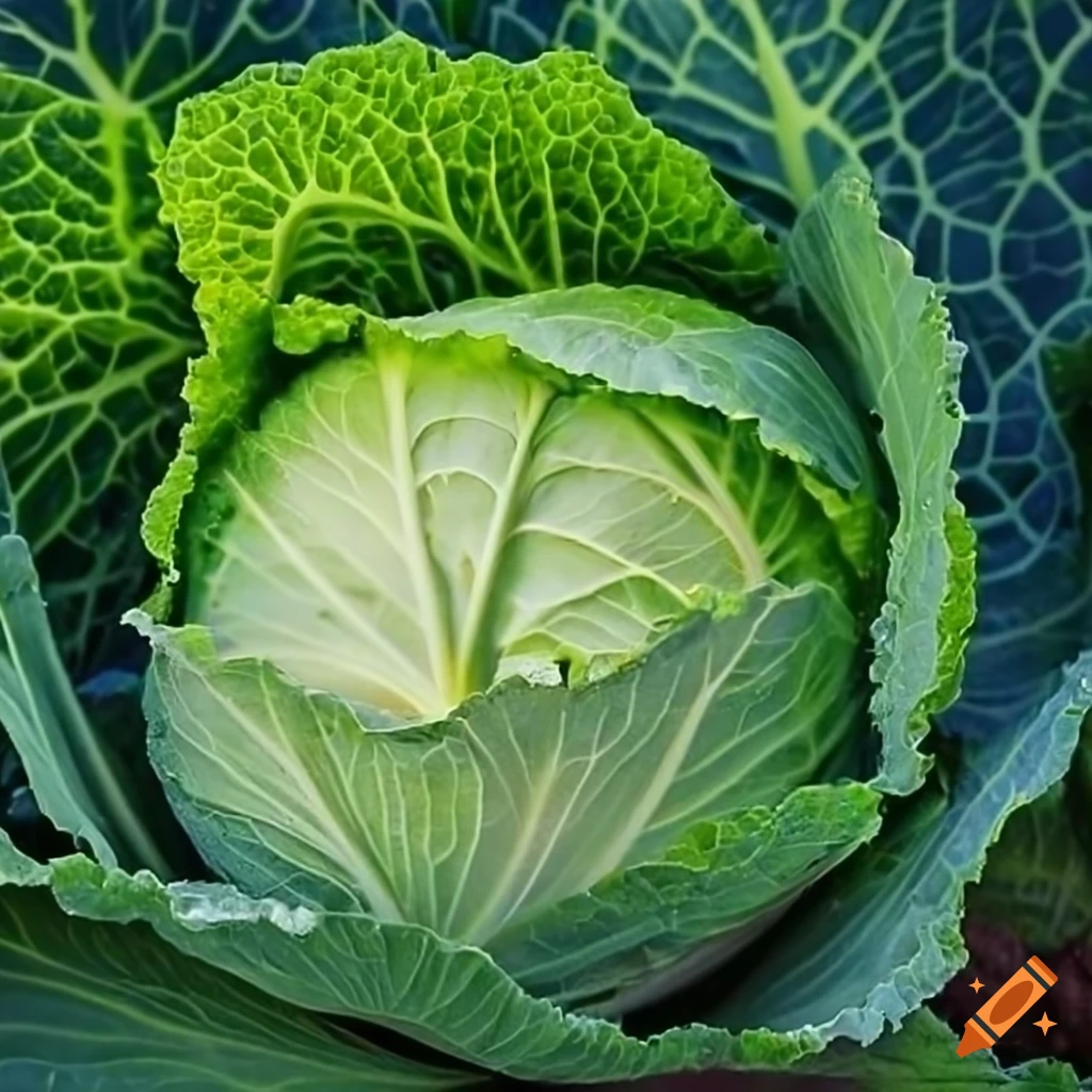 Cabbage with eyes in a garden on Craiyon