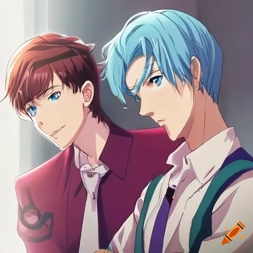 Richard and Seigi kissing in Housekishou Richard-shi no Nazo Kantei on Craiyon