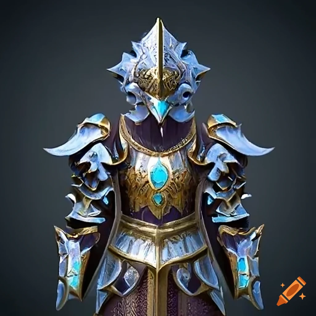 Front view of adorned magic armor on Craiyon