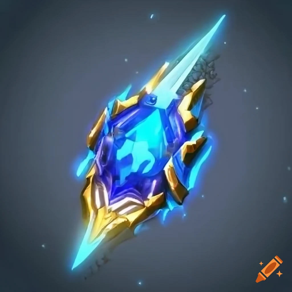 Legendary golden cursor with blue or green gem in starcraft style on ...