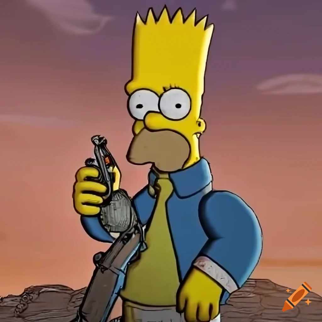 The simpsons characters in fallout new vegas crossover on Craiyon