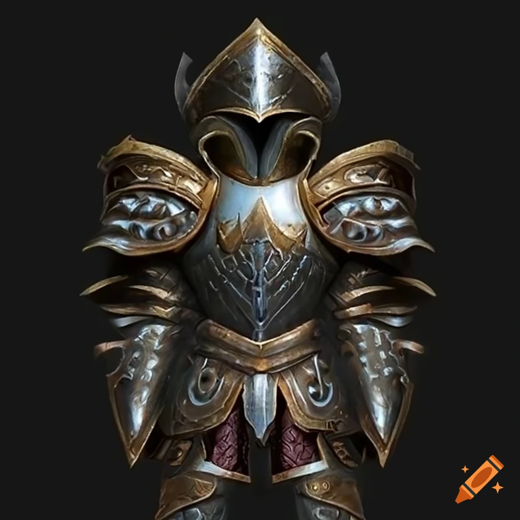 Front view of adorned magic armor on Craiyon