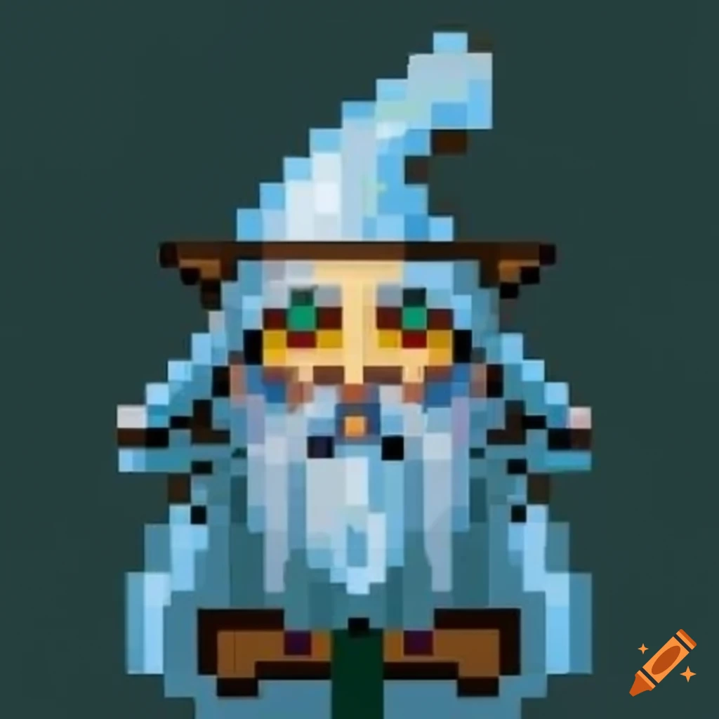 Pixel art of a wizard on Craiyon