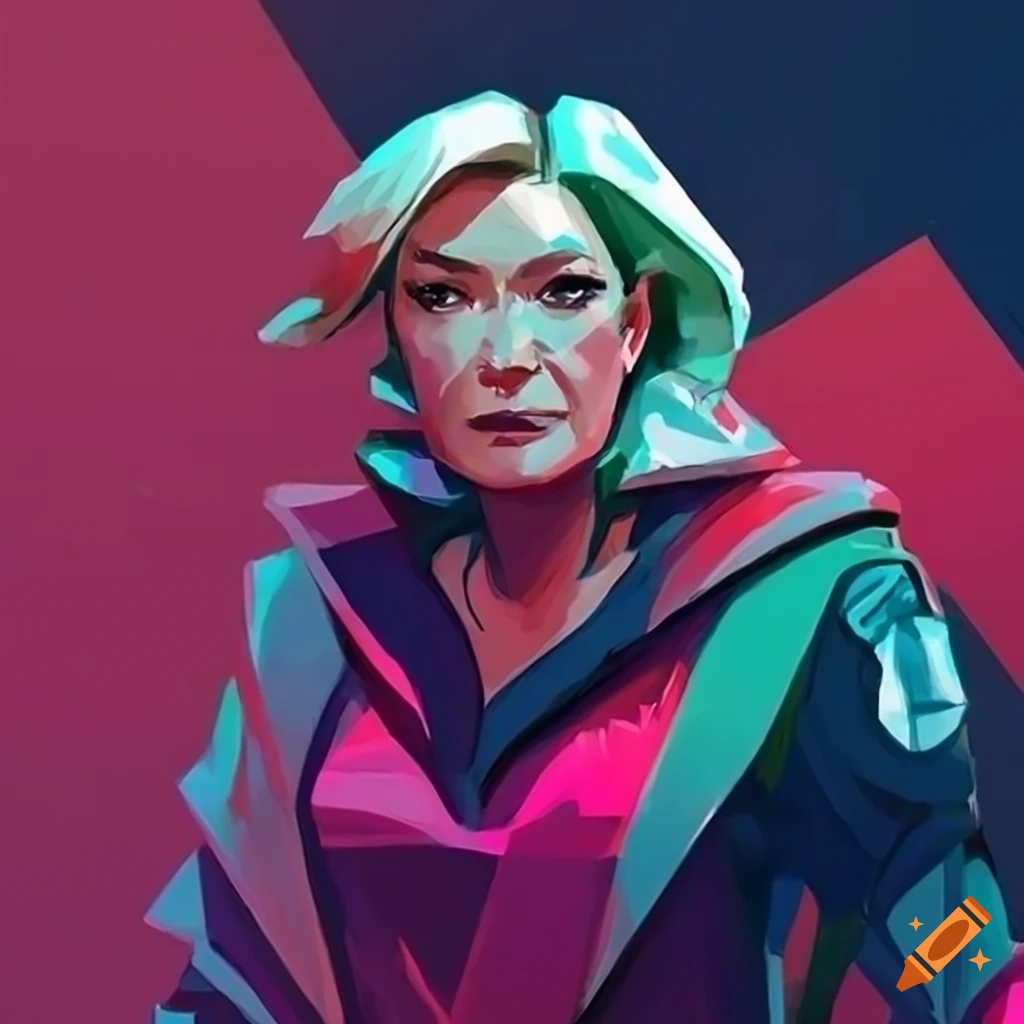 Imaginative Valorant agent design inspired by Marine Le Pen on Craiyon