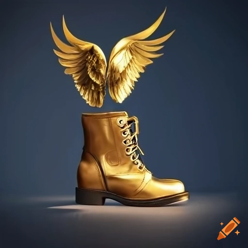 Boot with golden wings on Craiyon