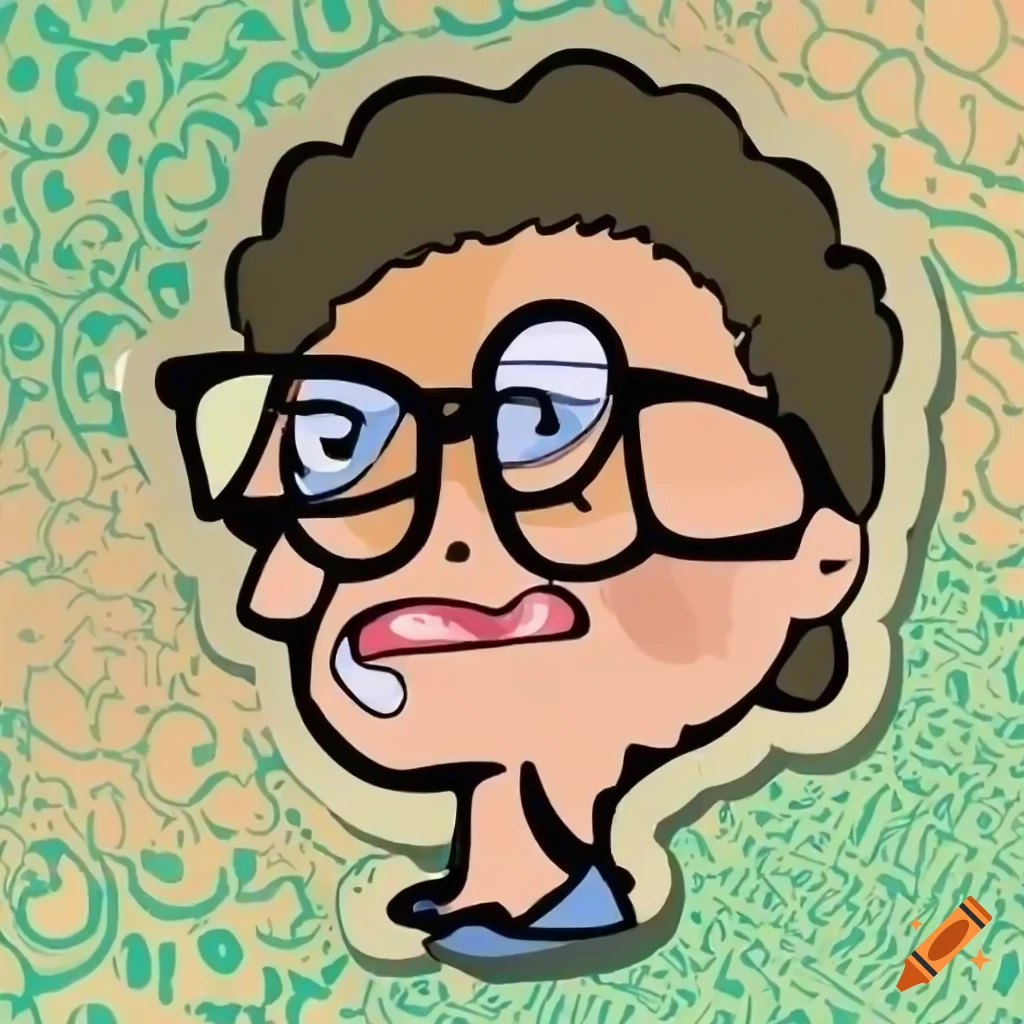 Cartoon spanish guy with glasses sticker on Craiyon