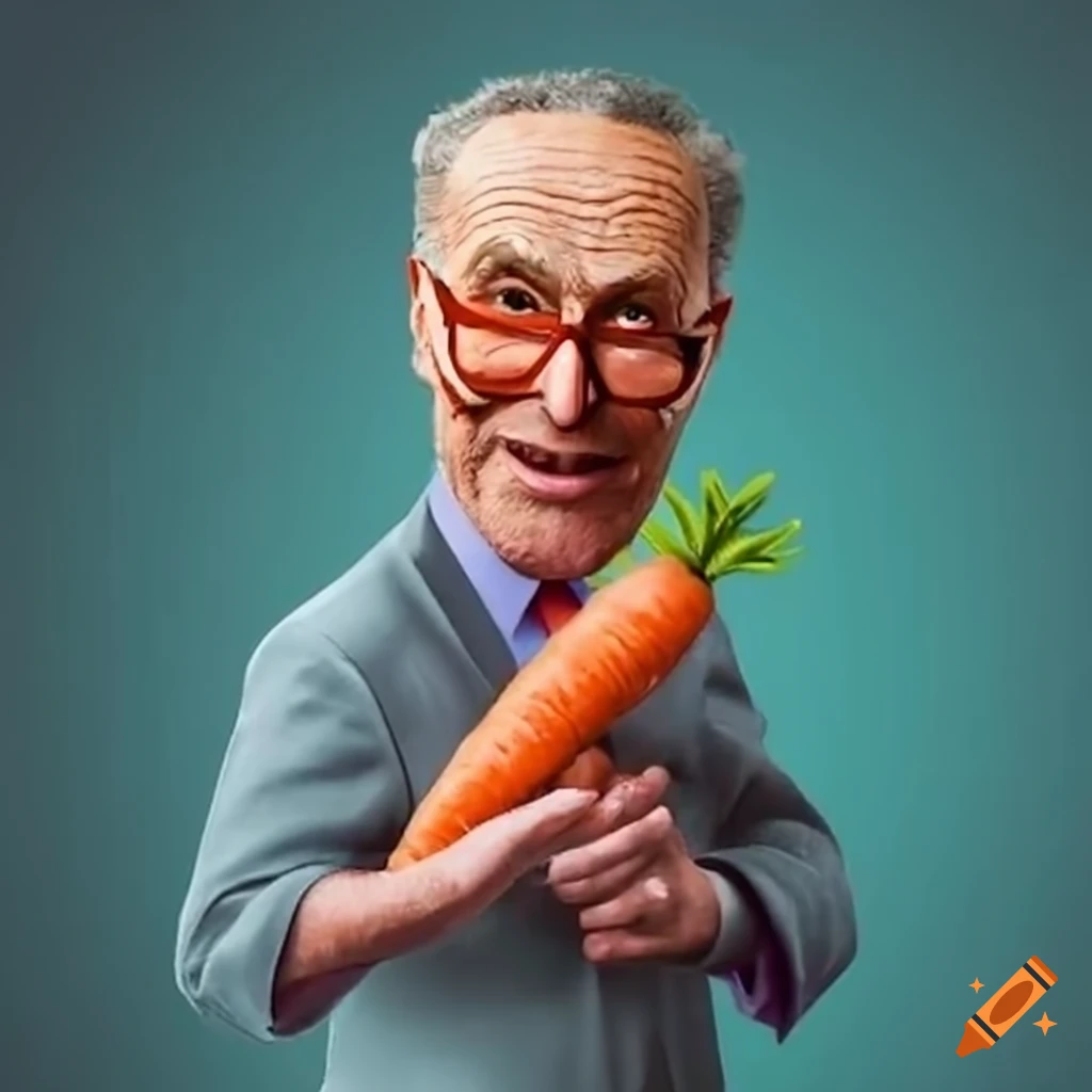 Chuck schumer holding a carrot on Craiyon