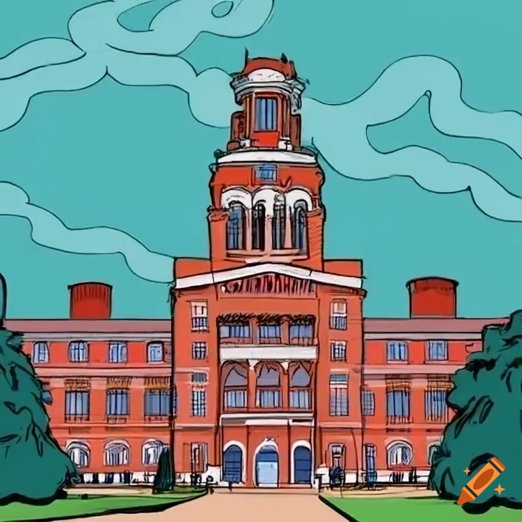 Cartoon style drawing of howard university in washington dc on Craiyon