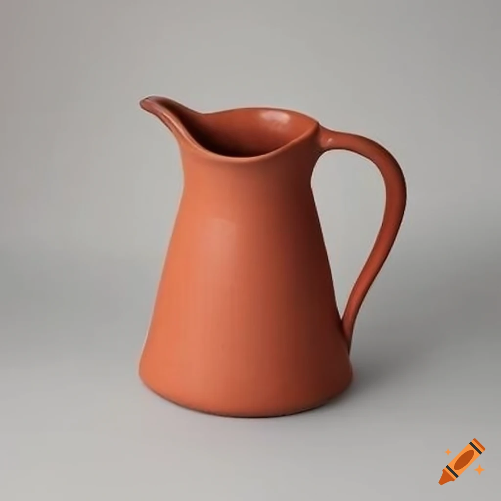 Red clay ceramic pitcher with minimalist design on Craiyon