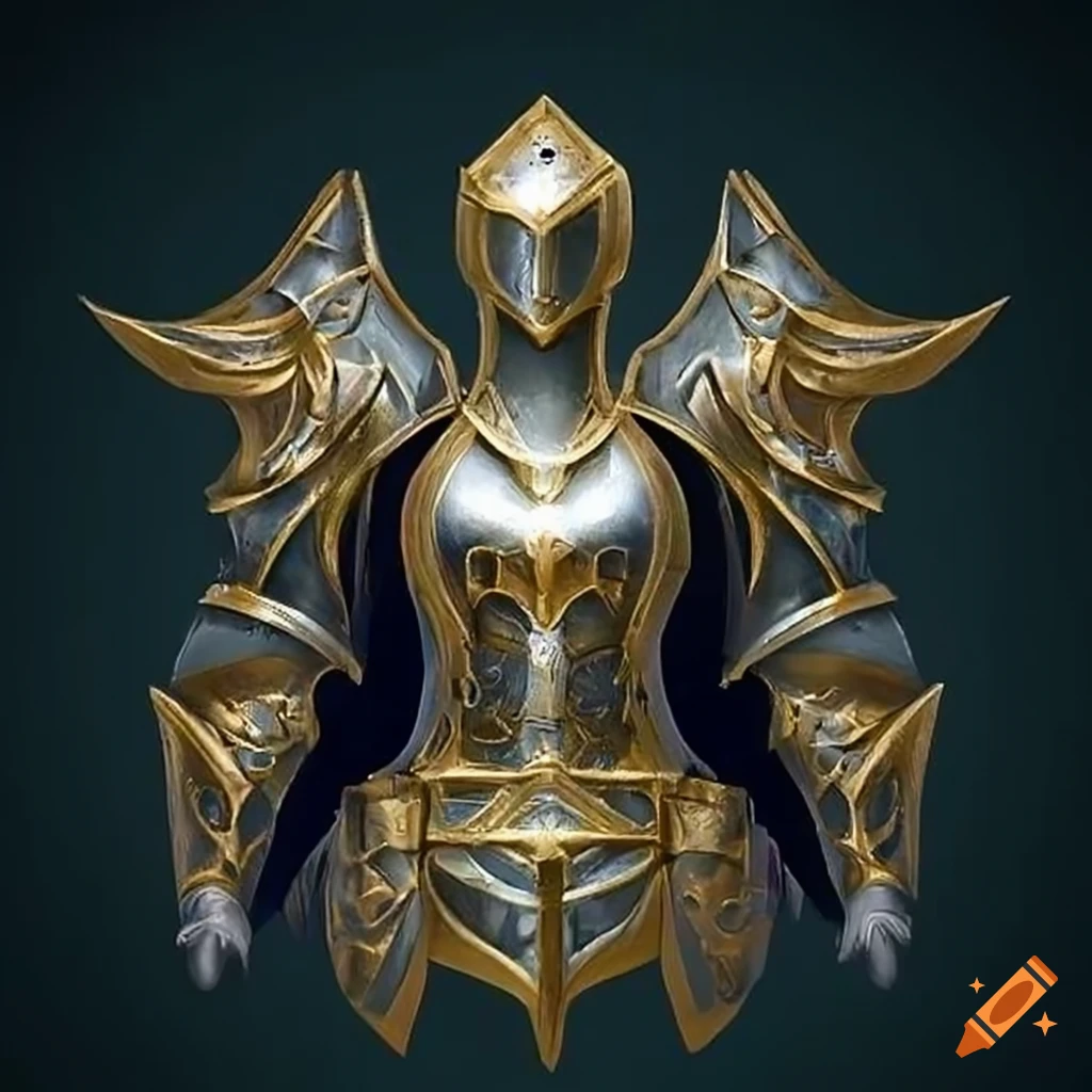 Front view of intricately adorned magic armor on Craiyon
