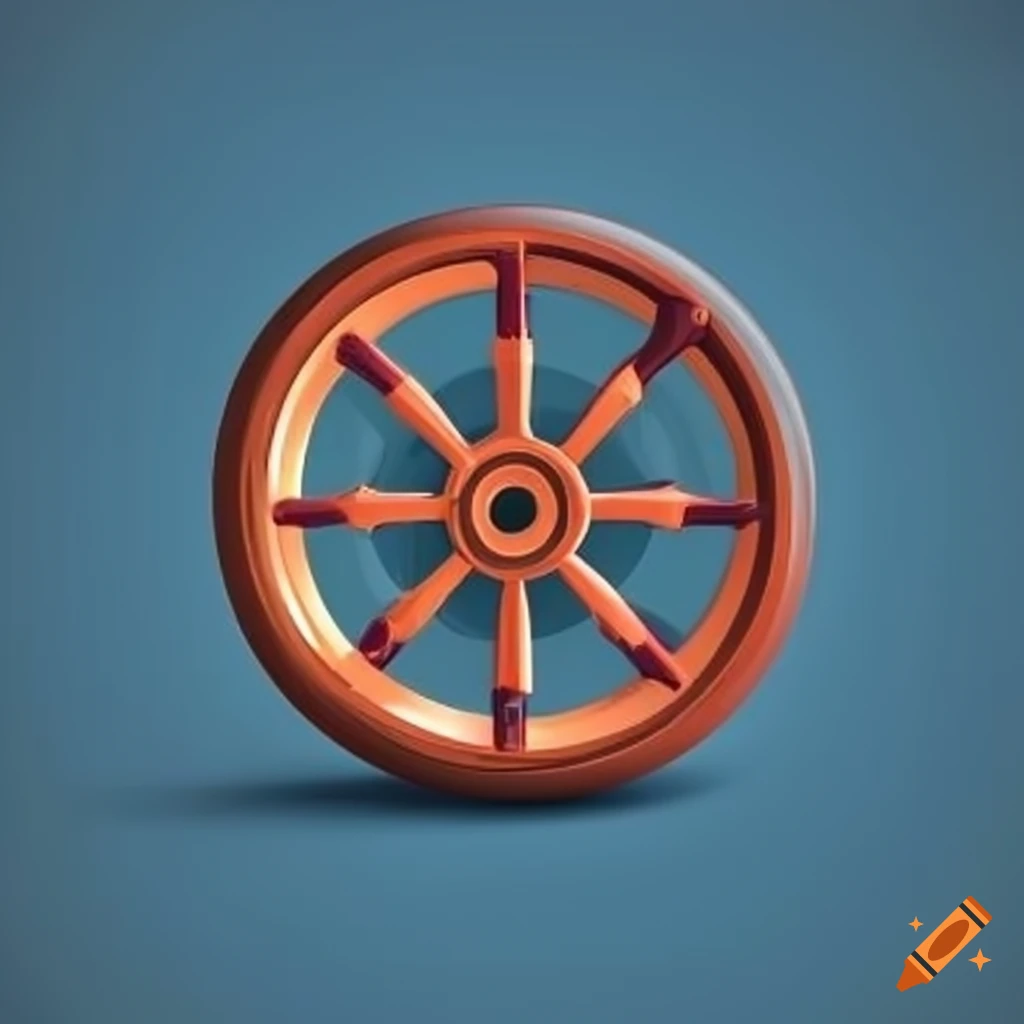 Minimalistic logo of half boat wheel and half car tire with rim on Craiyon