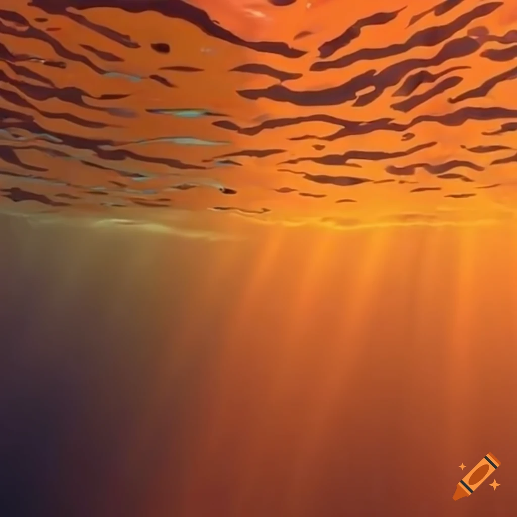 Underwater in a bright orange ocean on Craiyon