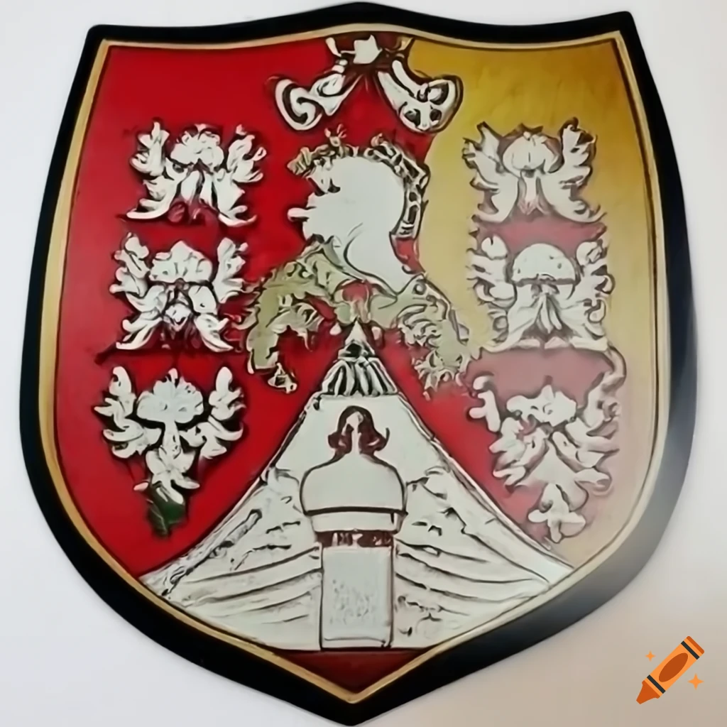 Family coat of arms for the Nowak family on a knight's shield with a ...